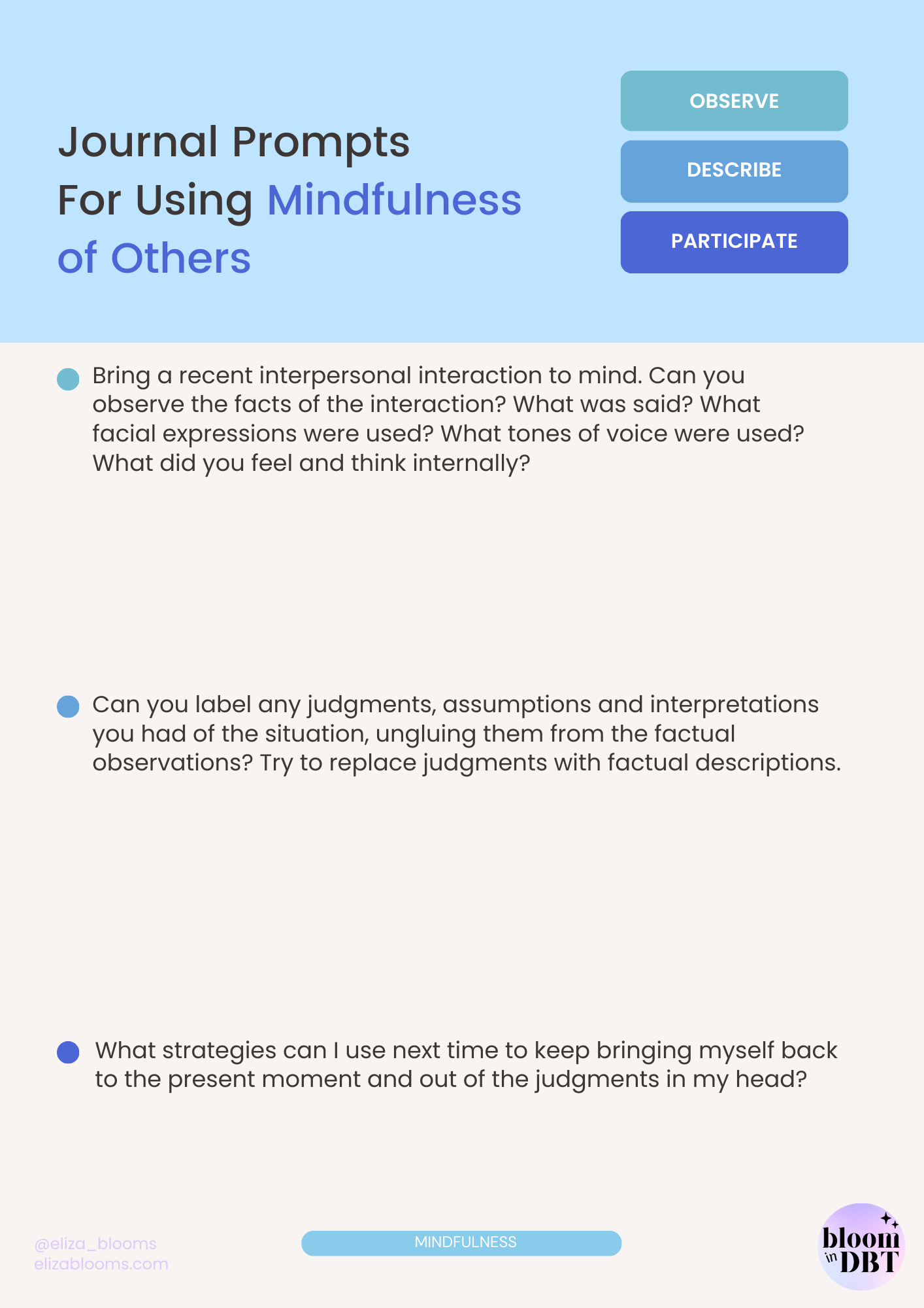 24 DBT Mindfulness Journal Prompts For Deeper Healing (8-Page Journal ...