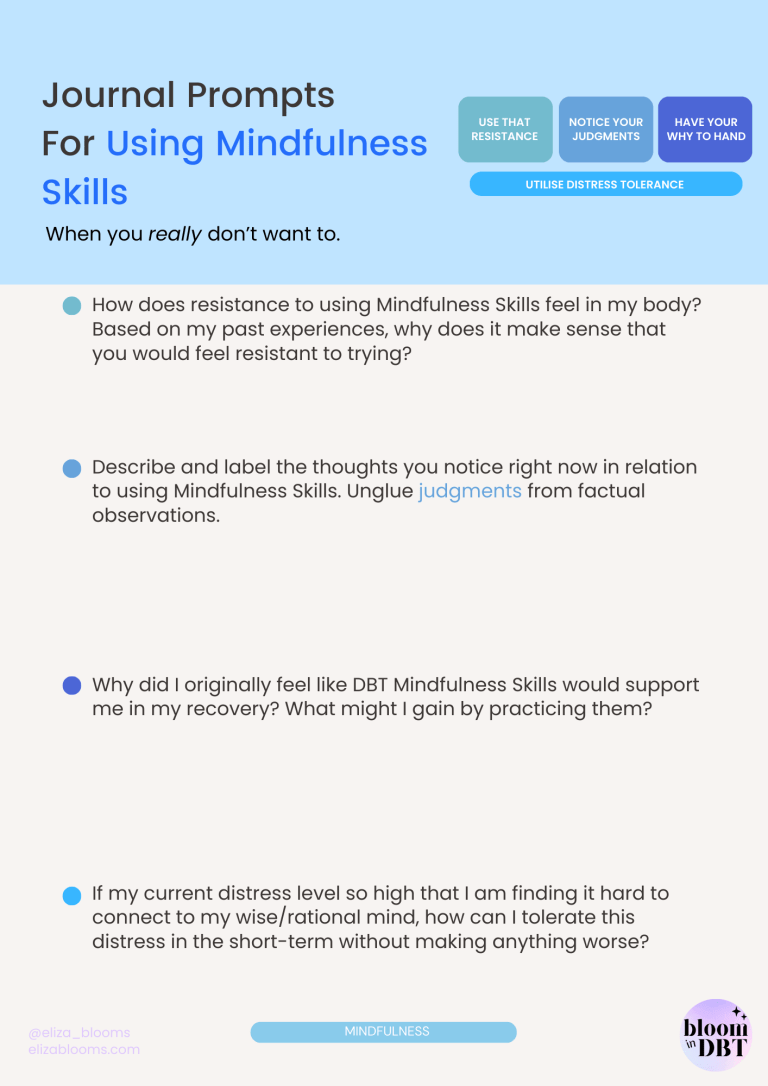 24 DBT Mindfulness Journal Prompts For Deeper Healing (8-Page Journal ...