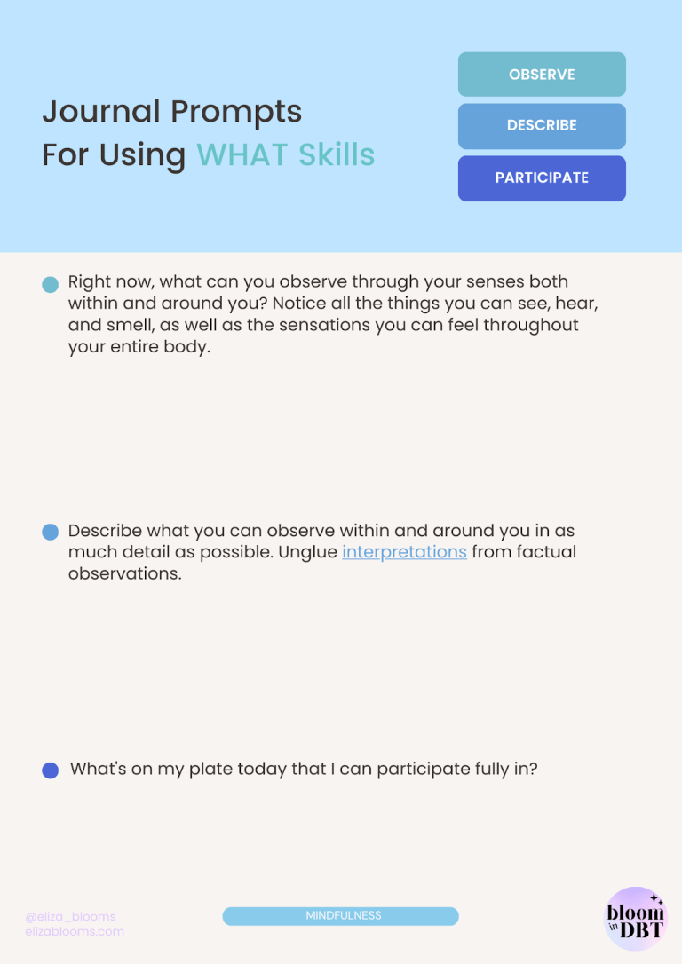 DBT Mindfulness Journaling Guide & 13 Journal Prompts – Eliza Blooms