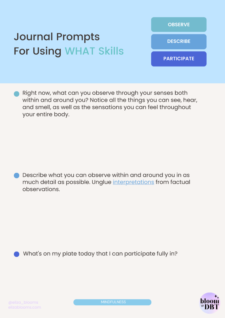 DBT Mindfulness Journaling Guide & 13 Journal Prompts – Eliza Blooms