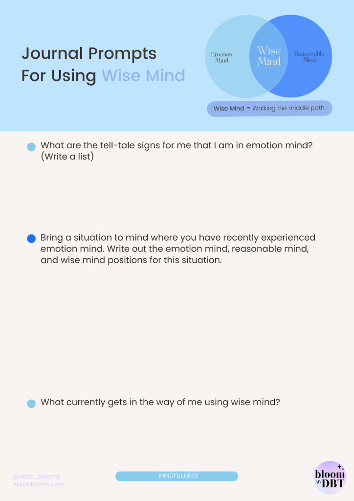 DBT Mindfulness Journaling Guide & 13 Journal Prompts – Eliza Blooms